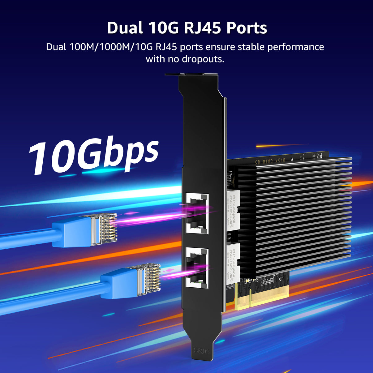 10G PCI-E Network Card with 10Gbps Dual RJ45 Ports, Intel X540-T2 Conr ...