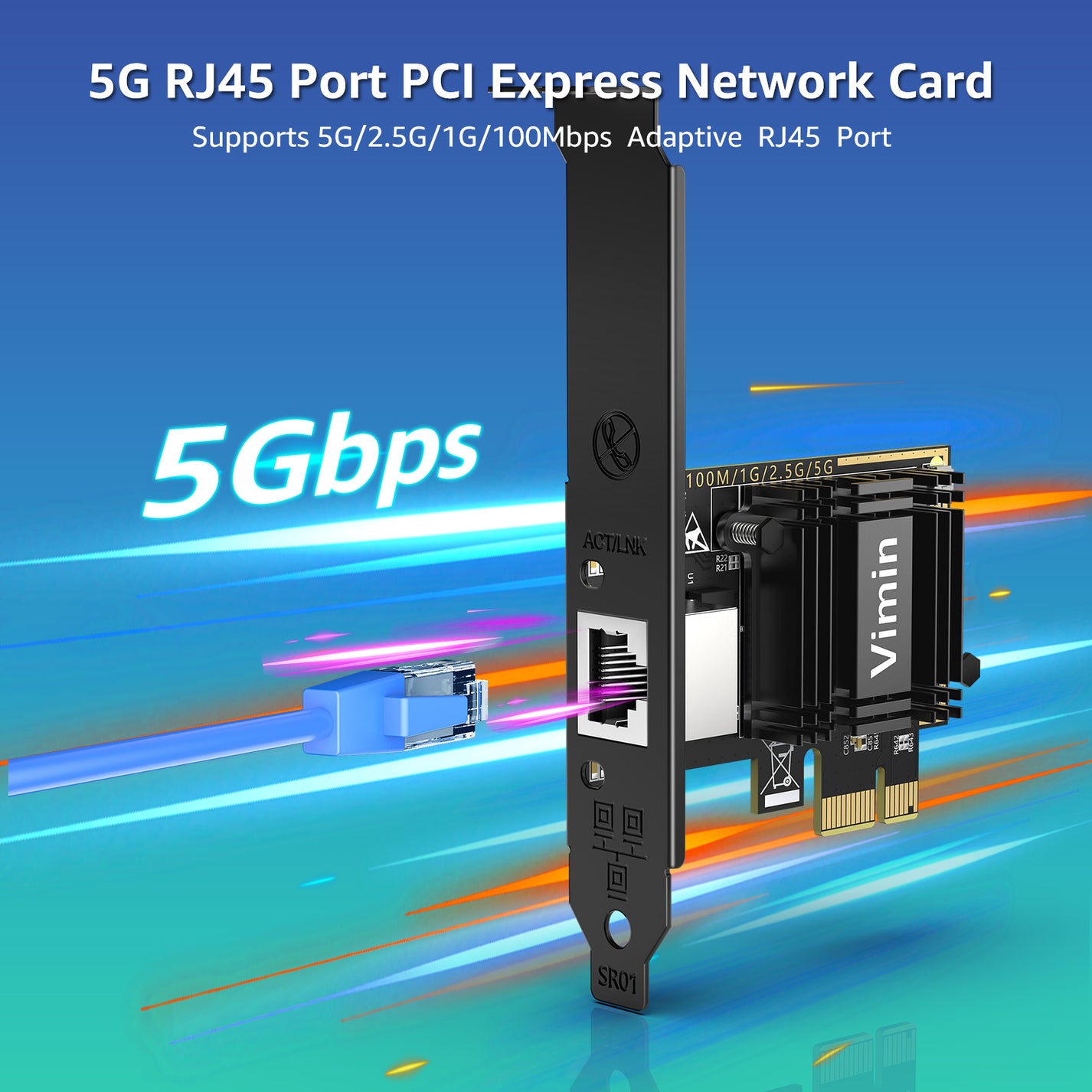 5G Base-T PCIe Network Card - RJ45 Port, with Realtek RTL8126 | VIMIN