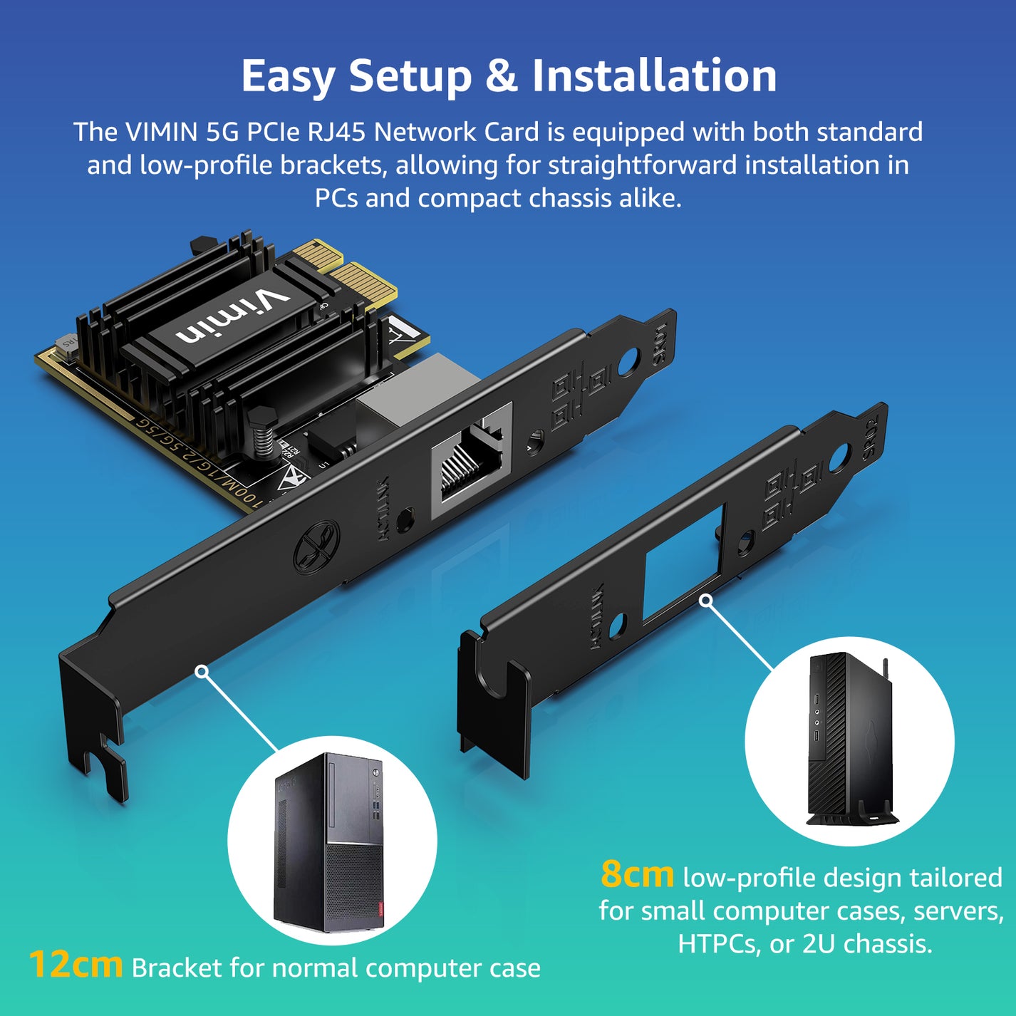 5G Base-T PCIe Network Card - RJ45 Port, with Realtek RTL8126 | VIMIN
