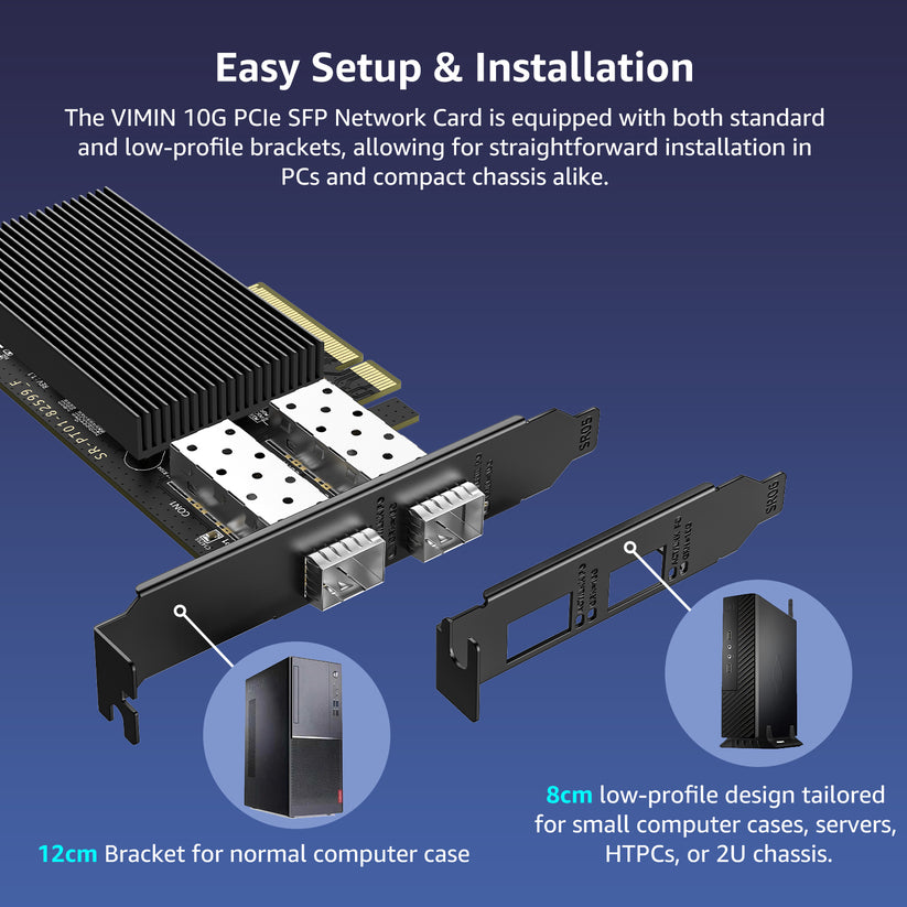 10Gb SFP+ PCIe NIC Network Card with Dual 10Gbps SFP+ Port | VIMIN